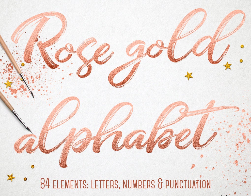 Rose Gold Alphabet Rose Gold Foil Alphabet Rose Gold Font - Etsy