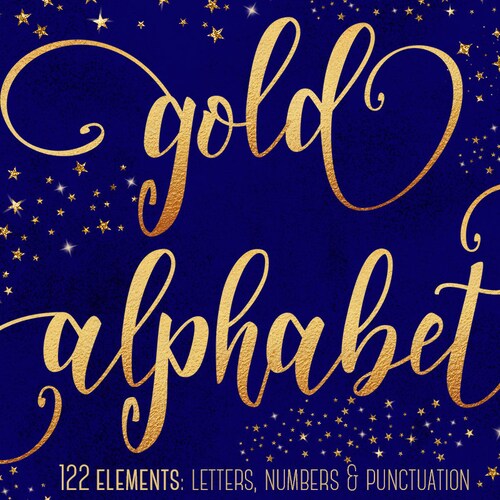 Gold Foil Alphabet Gold Letters Clipart Metallic Font Clip - Etsy