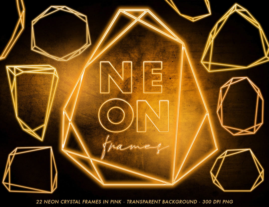 Neon Frames Clipart, Neon Frame Overlays, Neon Crystal Frames, Neon ...