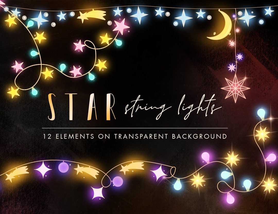 Colorful Bunting Lights Clipart: Party String Lights Overlay (PNG ...