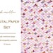 Pink Mermaid Scales Digital Paper Set, Watercolor Paper, Gold Scales ...