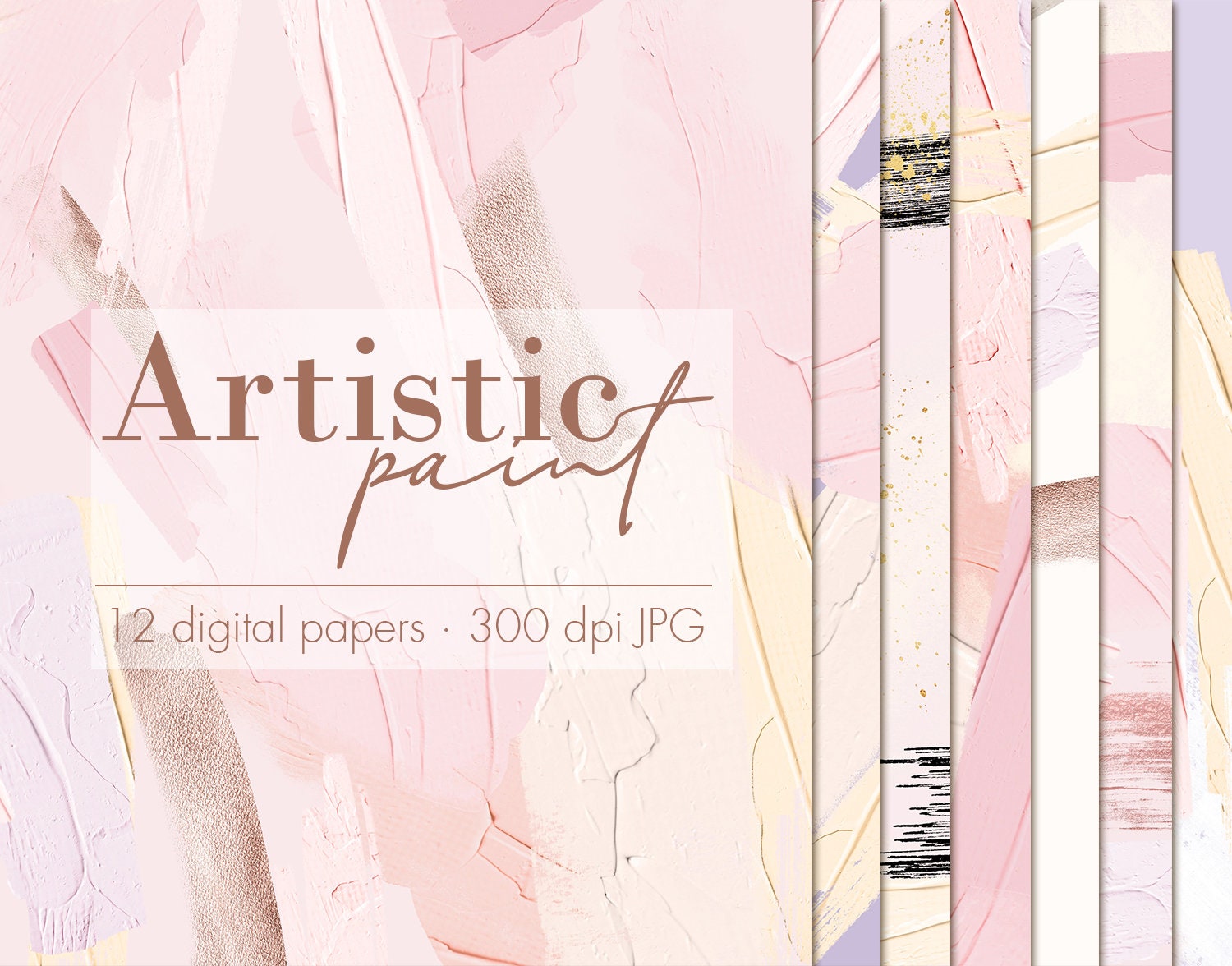 Blush pastel paint digital papers Paint splashes Brush | Etsy