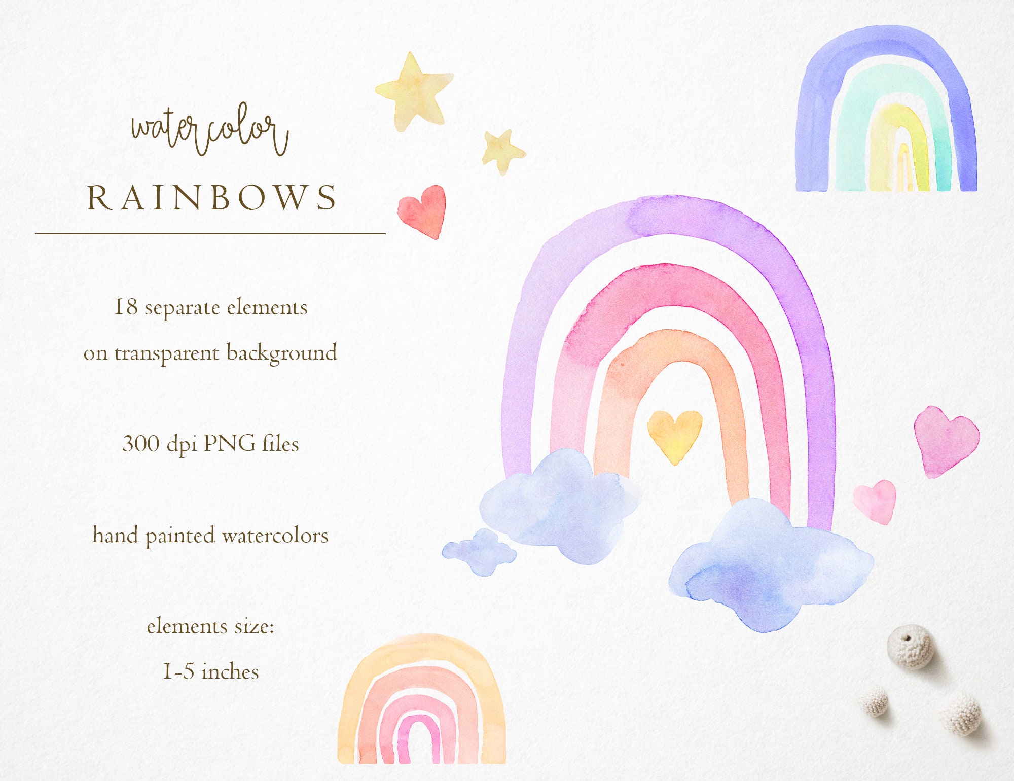 Watercolor Rainbow Clip Art Rainbow Watercolor Overlays - Etsy