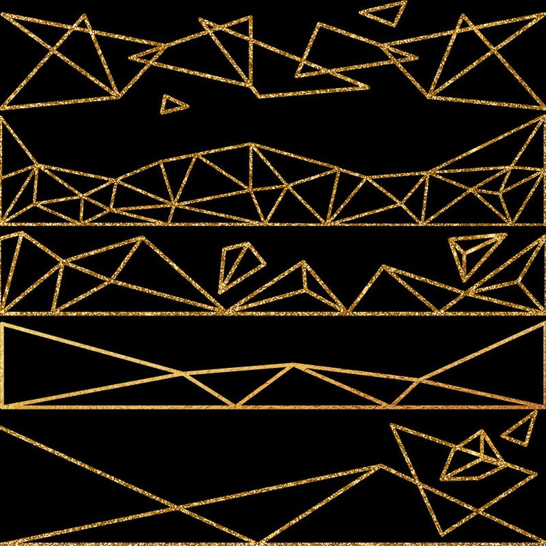Gold Geometric Borders Clipart Gold Border Overlays Gold - Etsy