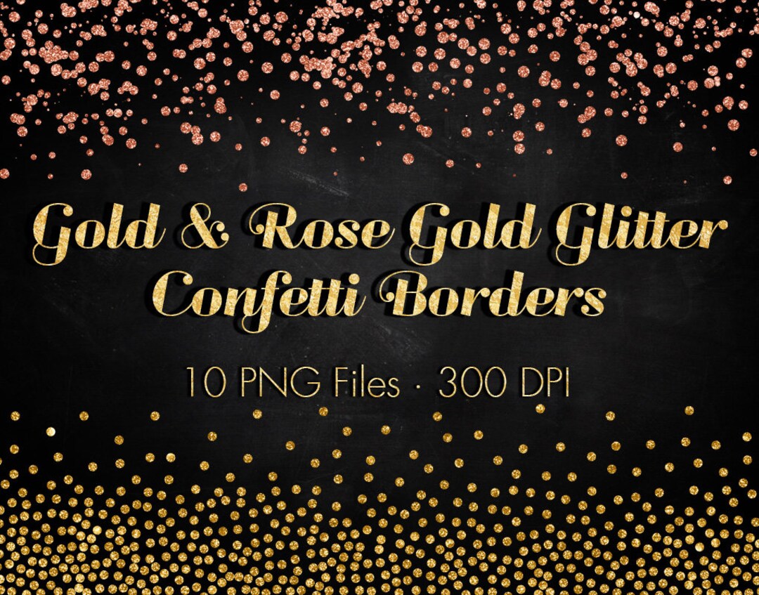 Christmas Confetti Borders, Rose Gold Glitter Confetti, Sparkly Borders ...