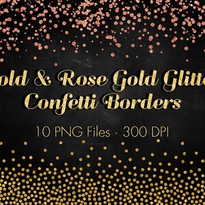 Christmas Confetti Borders, Rose Gold Glitter Confetti, Sparkly Borders ...