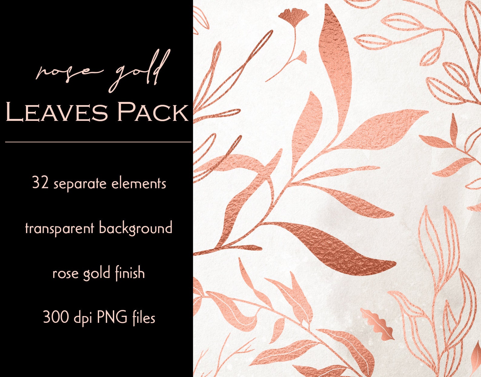 Rose Gold Leaves Clipart Rose Gold Design Elements Rose Gold - Etsy