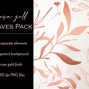 Rose Gold Leaves Clipart, Rose Gold Design Elements, Rose Gold Floral ...