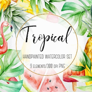 Watercolor Tropical Clipart, Hand Drawn Watercolor Clipart,ice Cream ...
