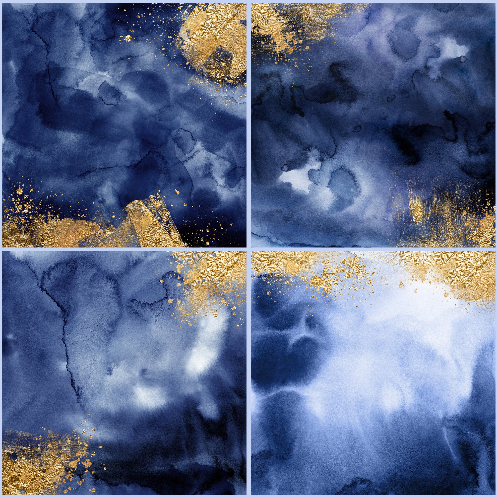 Navy Blue Gold Foil Watercolor Digital Paper (12"x12") - Etsy