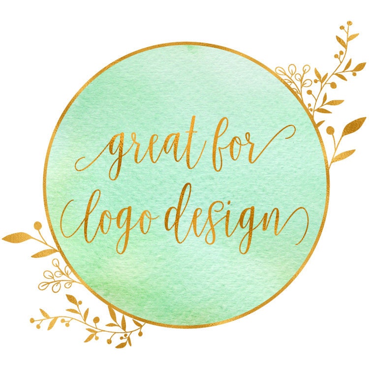 Green Gold Watercolor Circles, Floral Frames, Gold Ornaments, Circles ...