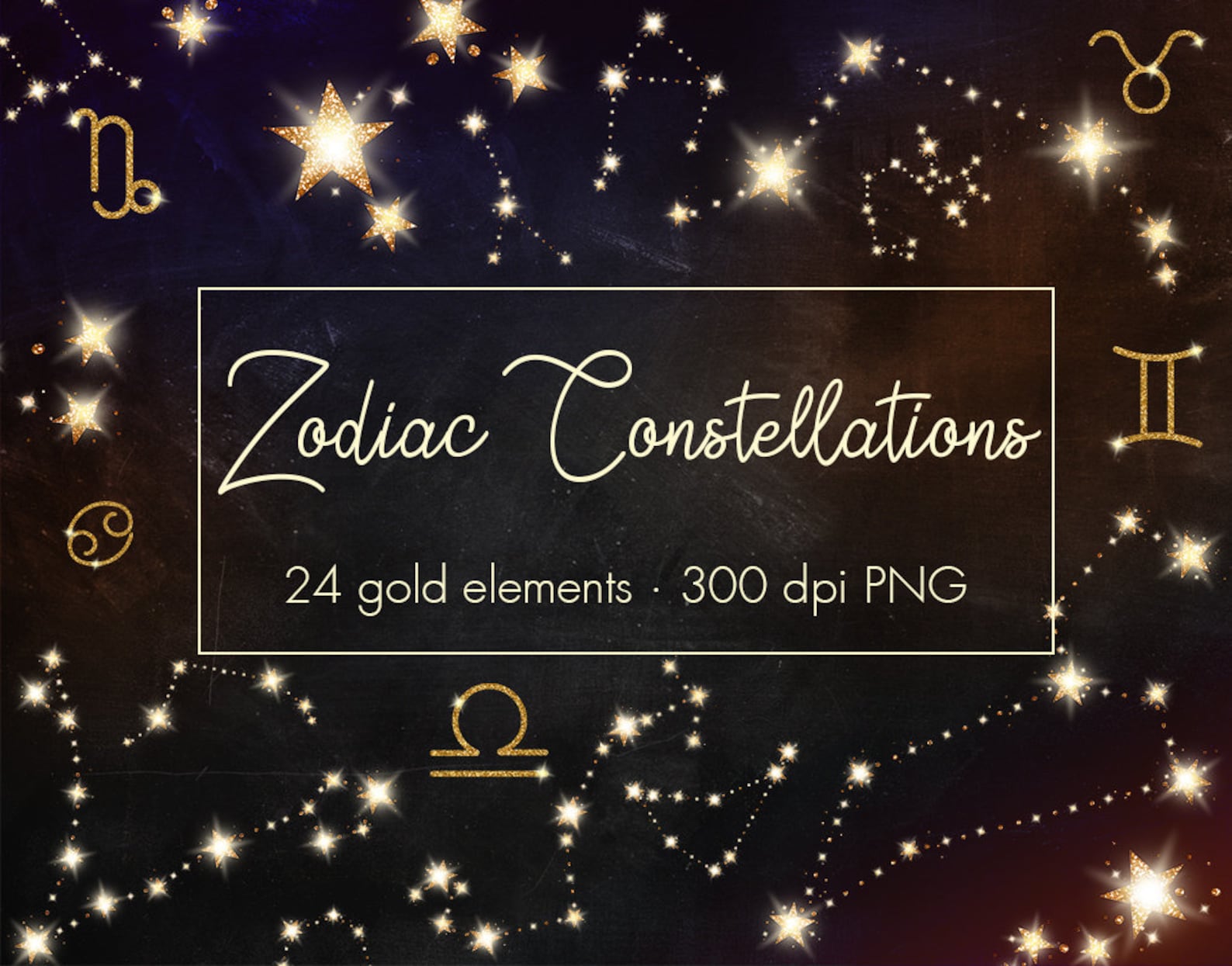 Gold Zodiac Constellations Clipart, Gold Stars, Zodiac Clipart, Zodiac ...