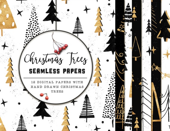 Seamless Winter Digital Paper Gold Seamless Paper Clipart | Etsy