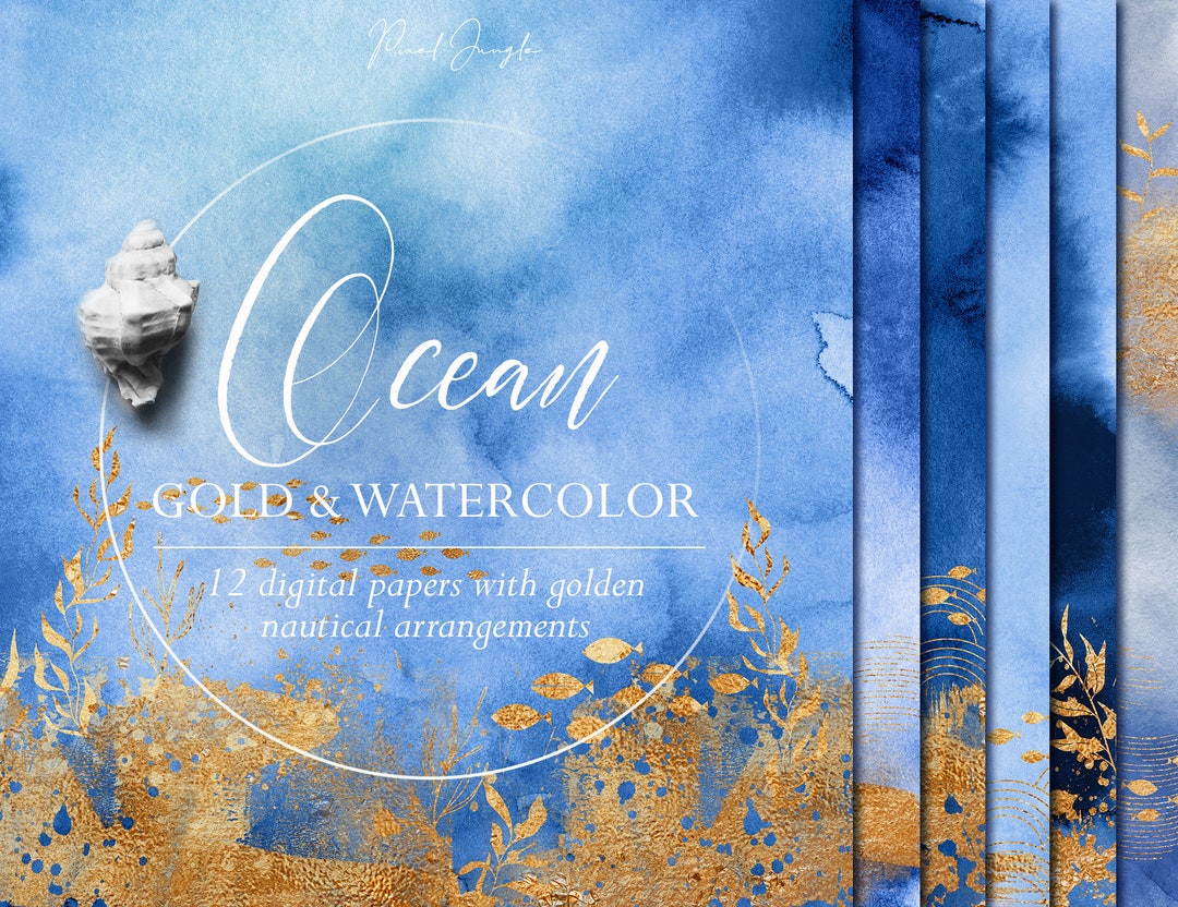 Oceanic Digital Papers, Ocean Backgrounds, Watercolor Textures With ...