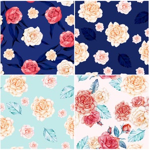 Seamless Floral Digital Paper Pack, Watercolor Paper Cliprt, Watercolor ...