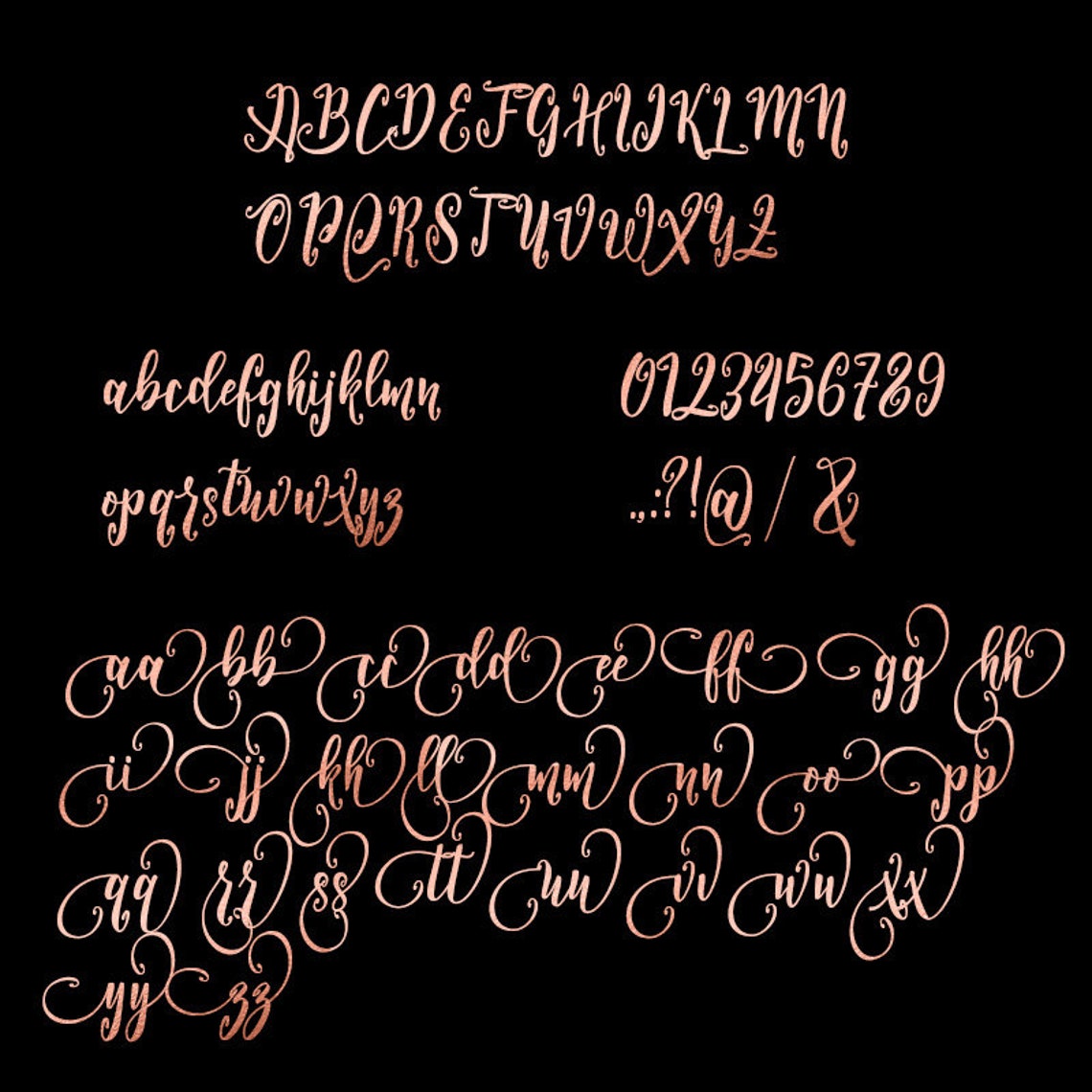 Rose Gold Foil Alphabet Clipart Rose Gold Font Rose Gold - Etsy