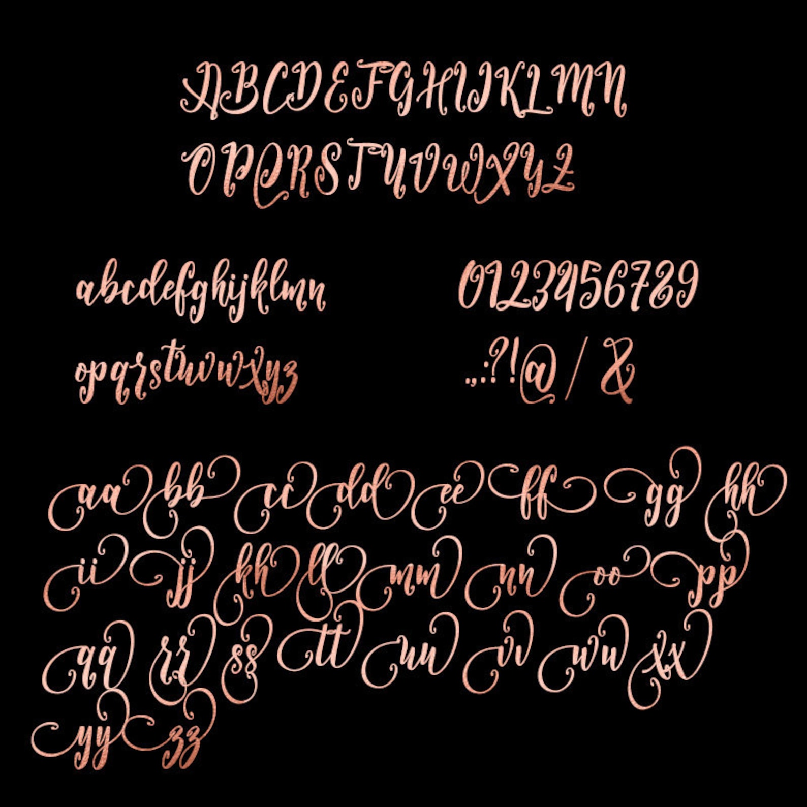 Rose Gold Foil Alphabet Clipart Rose Gold Font Rose Gold - Etsy