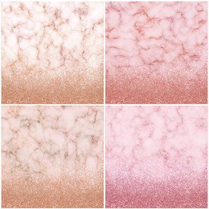Blush Marble and Glitter Digital Paper, Marble Paper Clipart, Rose Gold ...