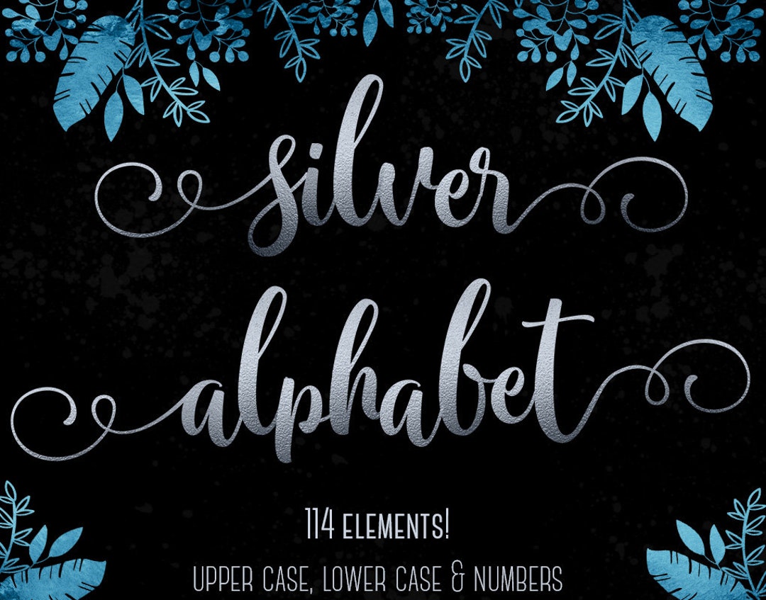 Silver Font, Silver Alphabet Clipart, Silver Foil Alphabet, Silver ...