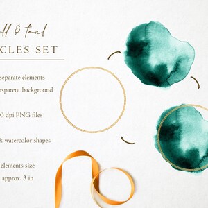 Gold Circles With Green Watercolor, Watercolor Circles for Logo, Gold ...