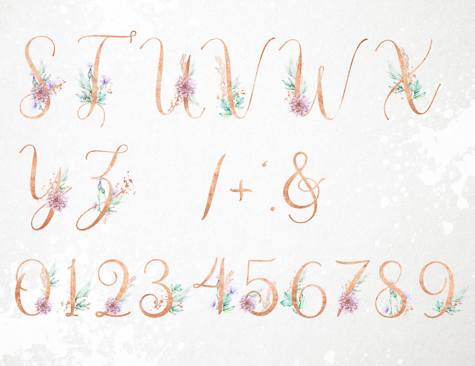 Rose Gold Letters With Watercolor Floral Elements Rose Gold - Etsy