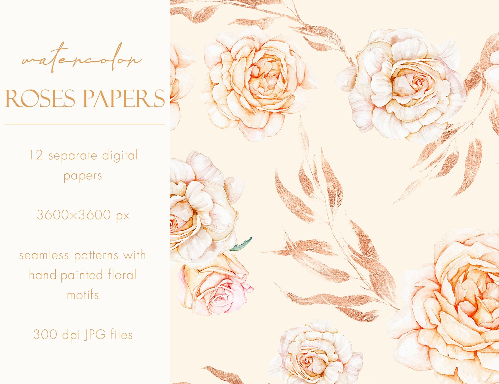 Seamless Floral Digital Paper Pack Watercolor Paper Cliprt - Etsy