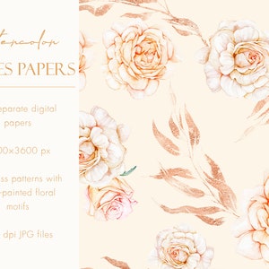Seamless Floral Digital Paper Pack, Watercolor Paper Cliprt, Watercolor ...