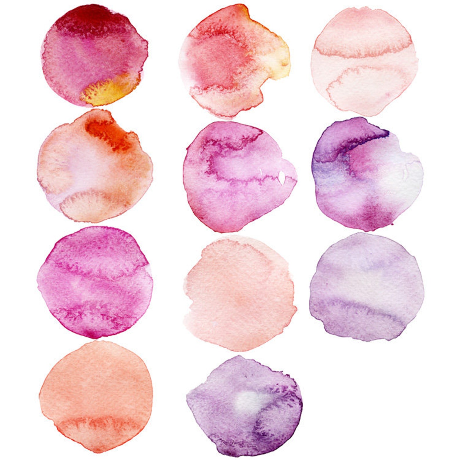 Buy 3 Pay for 2 Pink Watercolor Circles Clipart Red | Etsy