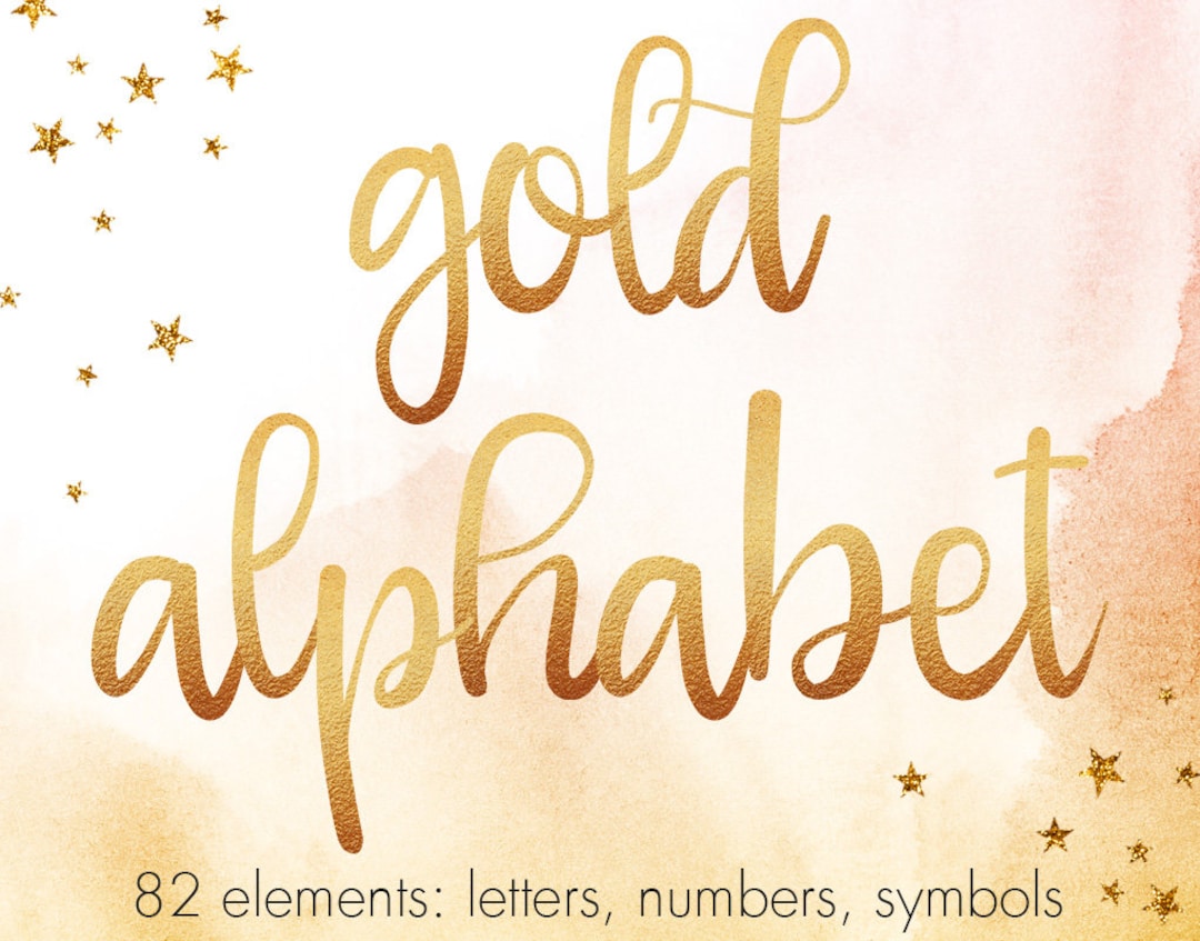 Gold Font Clipart, Gold Alphabet Clipart, Gold Foil Alphabet, Gold ...