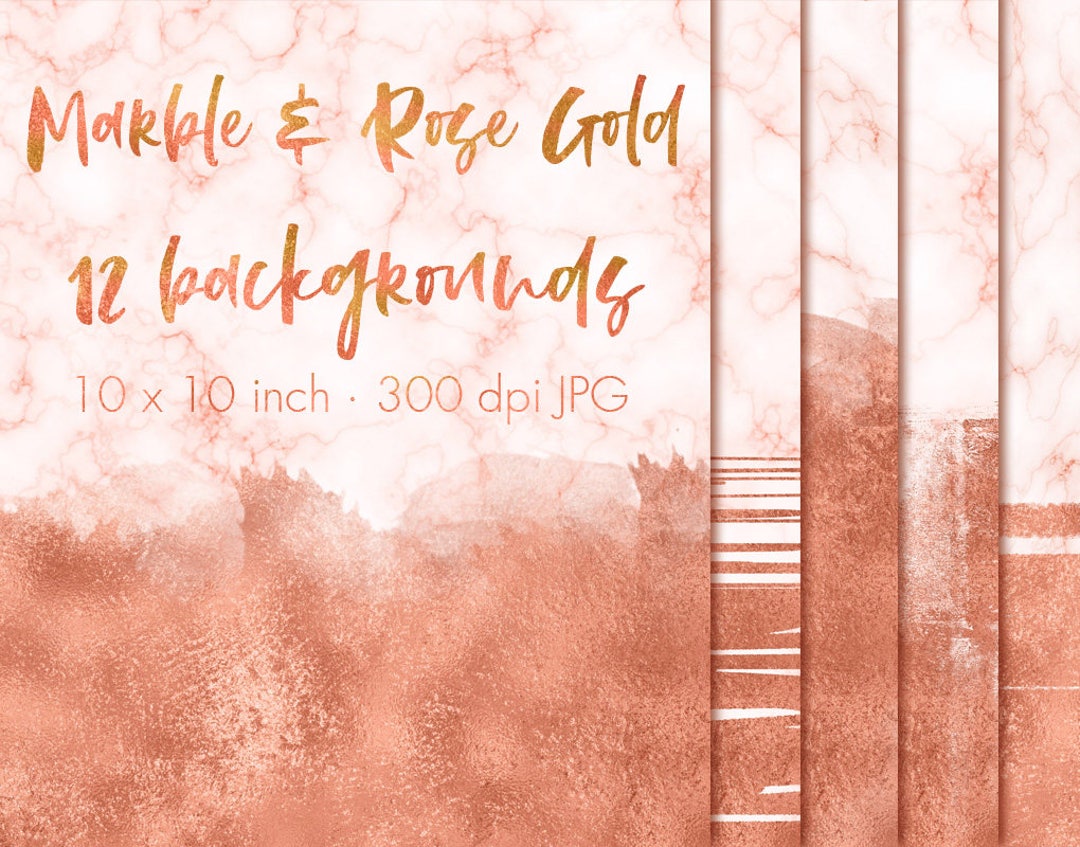 Rose Gold and Marble Digital Paper, Marble Background, Rose Gold ...