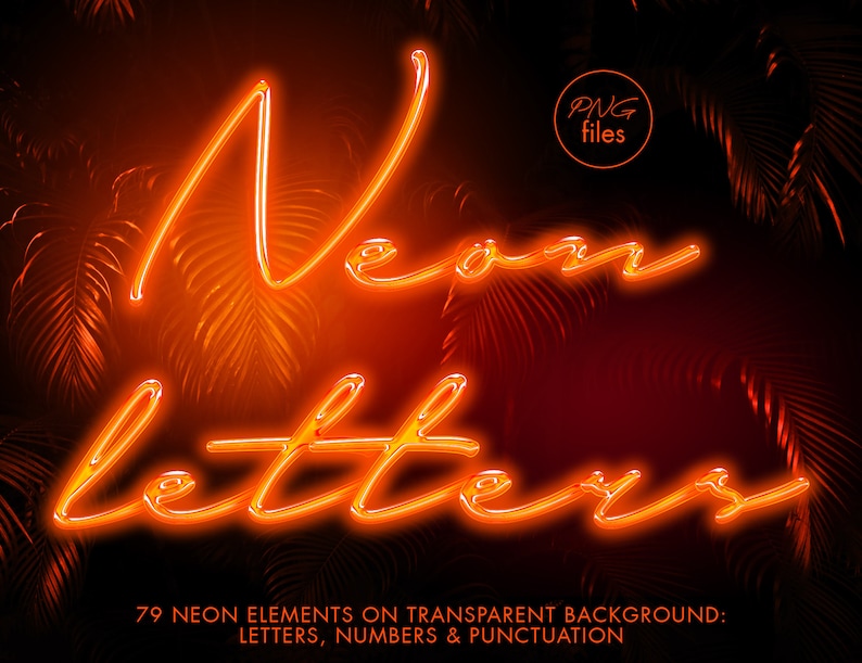 Orange Neon Alphabet Clipart Neon Letters Clipart Digital - Etsy