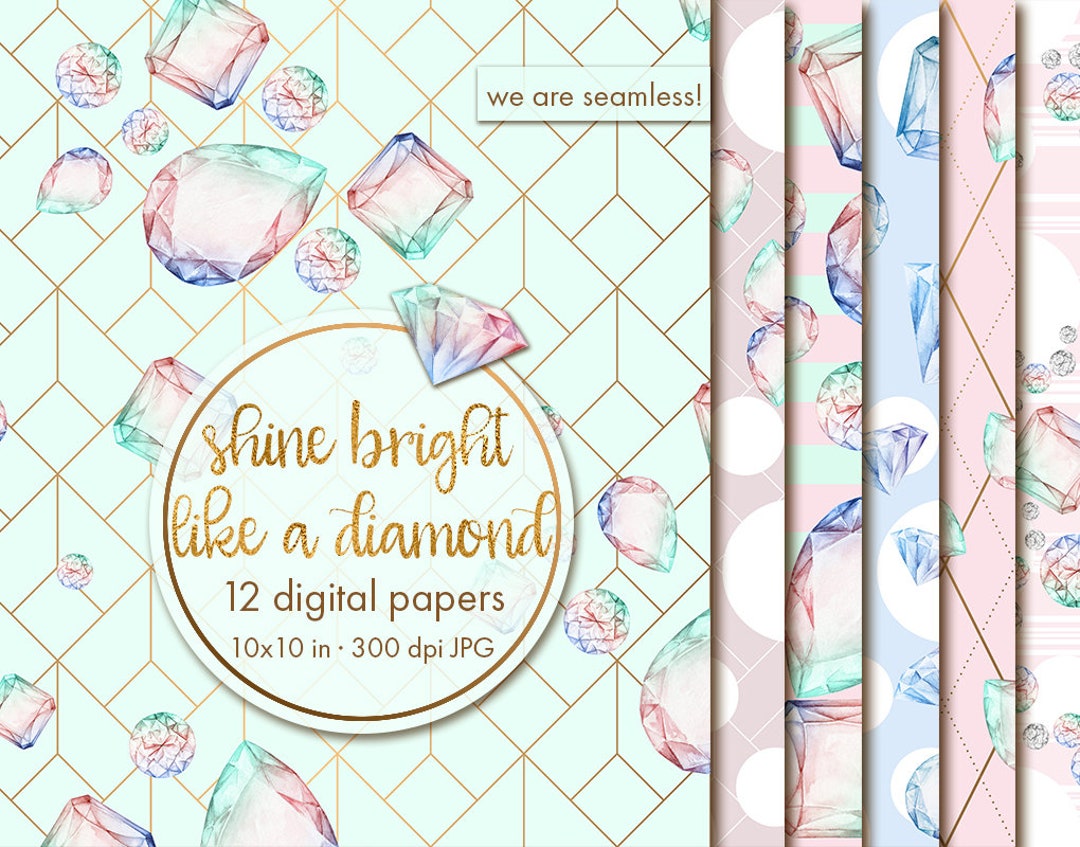 Diamond Seamless Digital Paper, Seamless Paper, Diamond Paper, Hand ...