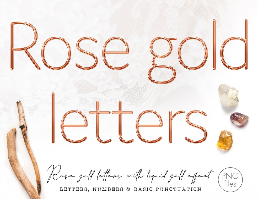 Liquid Rose Gold Letters Clipart, Rose Gold Alphabet, Rose Gold Font ...