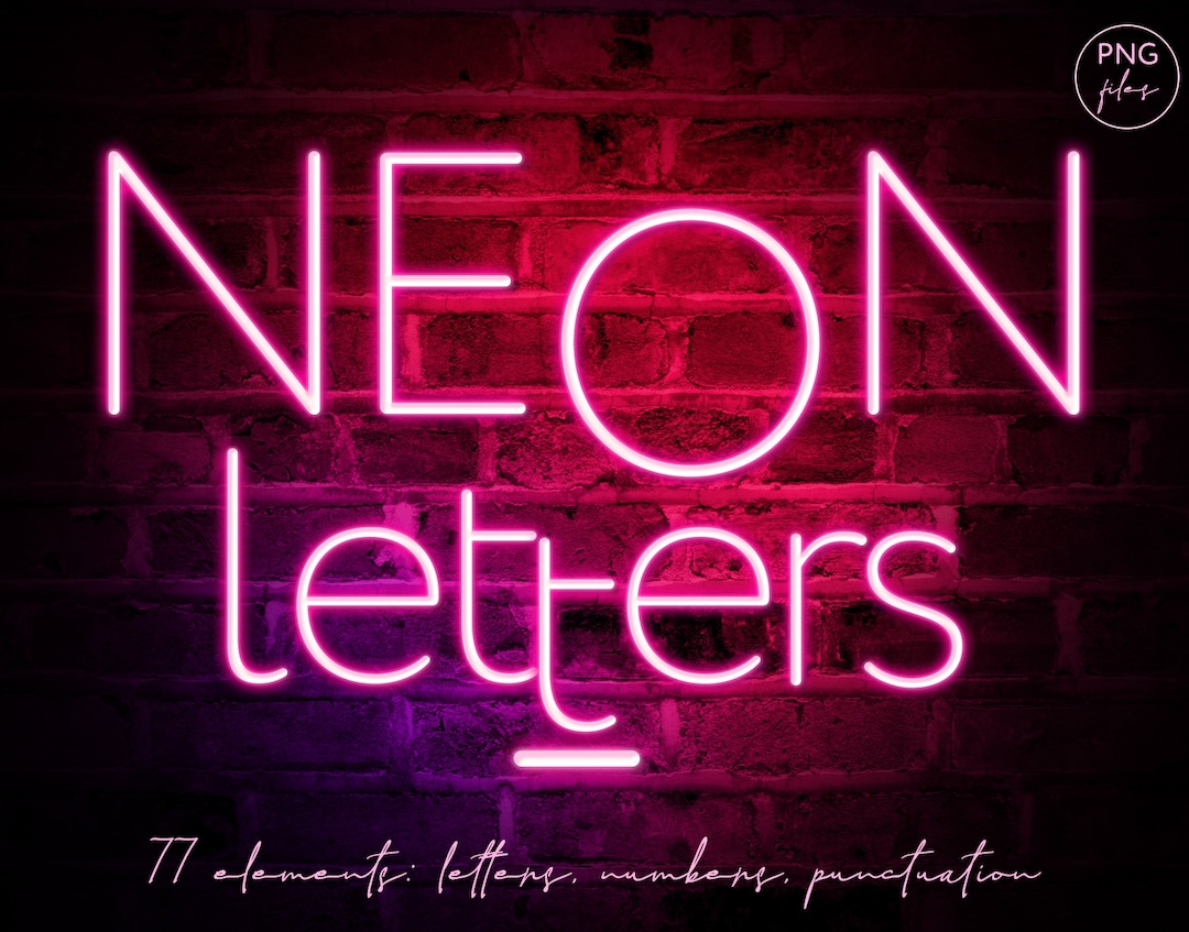 Neon Alphabet Clipart, Neon Font, Neon Letters Clipart, Pink Font, Pink ...