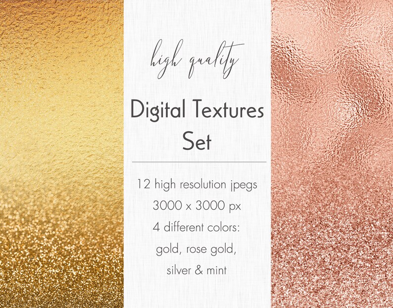 Metallic Ombre Digital Paper Clipart Gold Digital Paper Rose - Etsy
