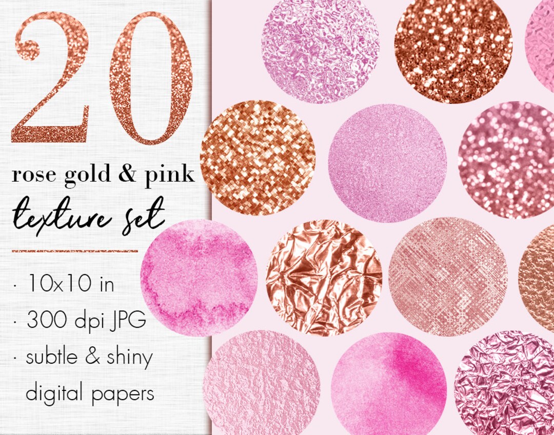 Rose Gold Textures, Pink Digital Paper Clipart, Rose Gold Digital Paper ...