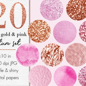 Rose Gold Textures, Pink Digital Paper Clipart, Rose Gold Digital Paper ...