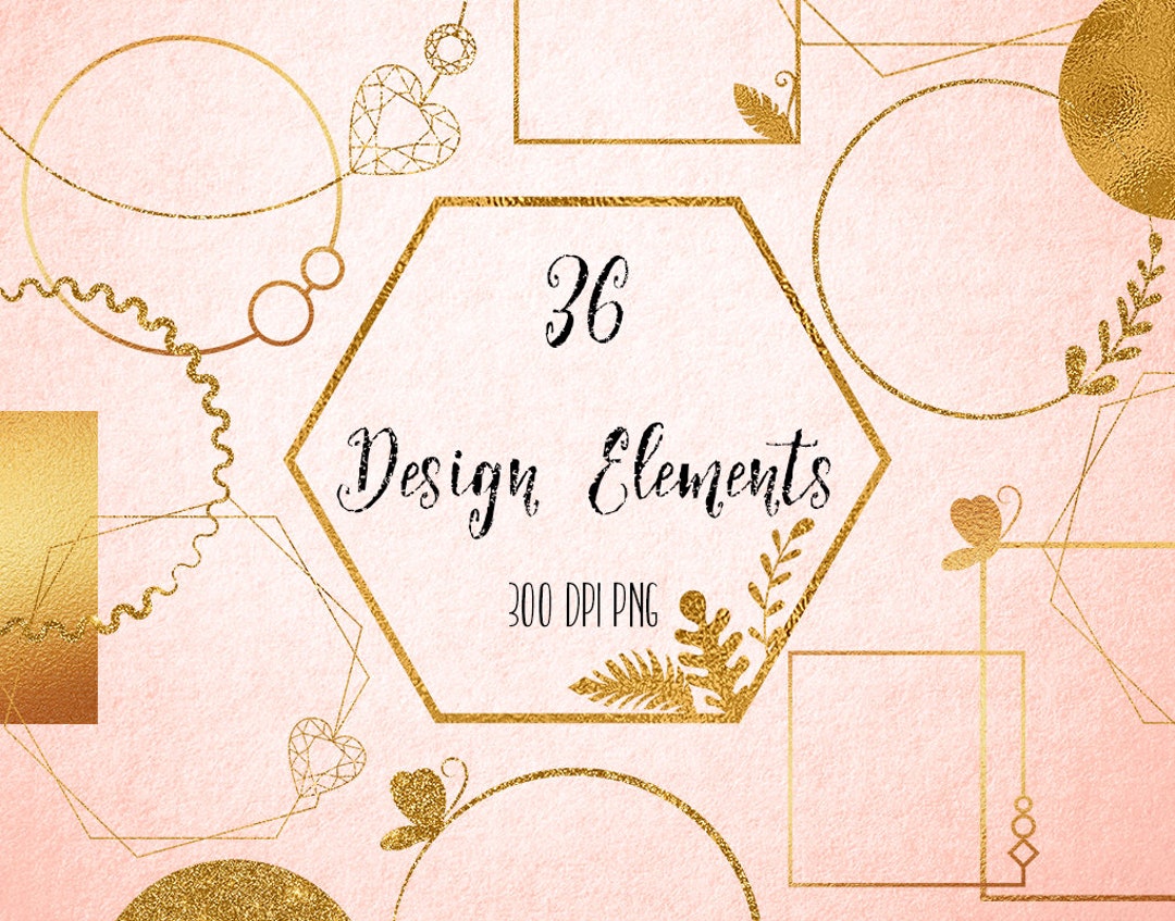 Gold Design Elements Clipart, Logo,banner,gold Glitter Elements,gold ...