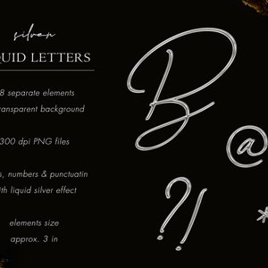 Liquid Silver Letters Clipart, Silver Alphabet, Liquid Font Clipart ...