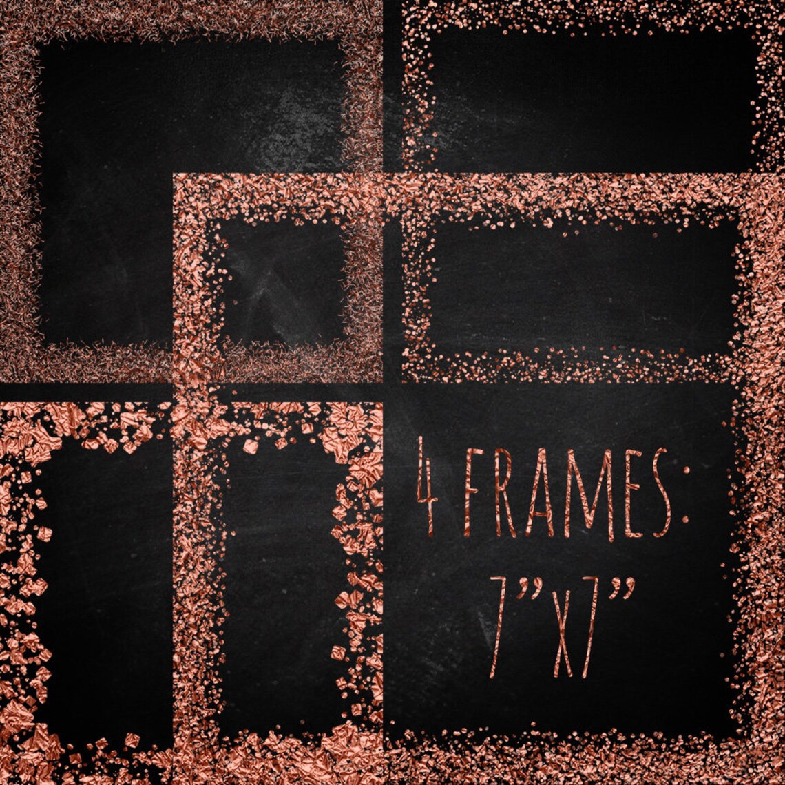 8 Rose Gold Confetti Frames Pack Clip Art Set Rose Gold Foil - Etsy