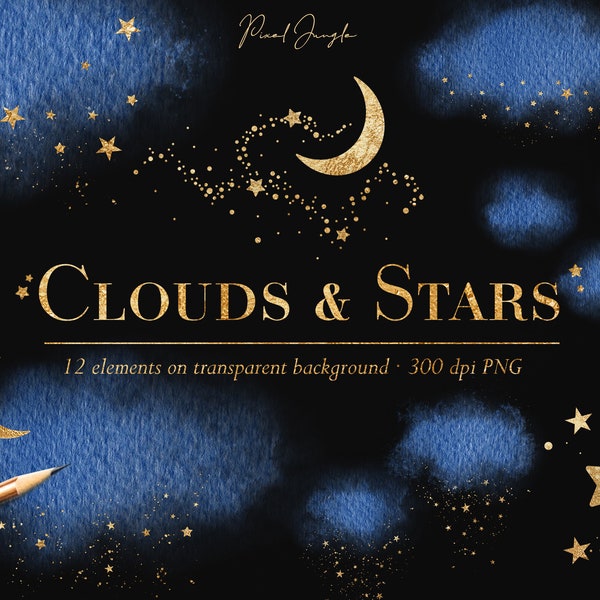 Moon Stars Clouds - Etsy