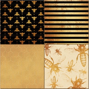 Bumble Bee Digital Paper Clipart, Honey Paper Pack, Honeycomb Paper ...