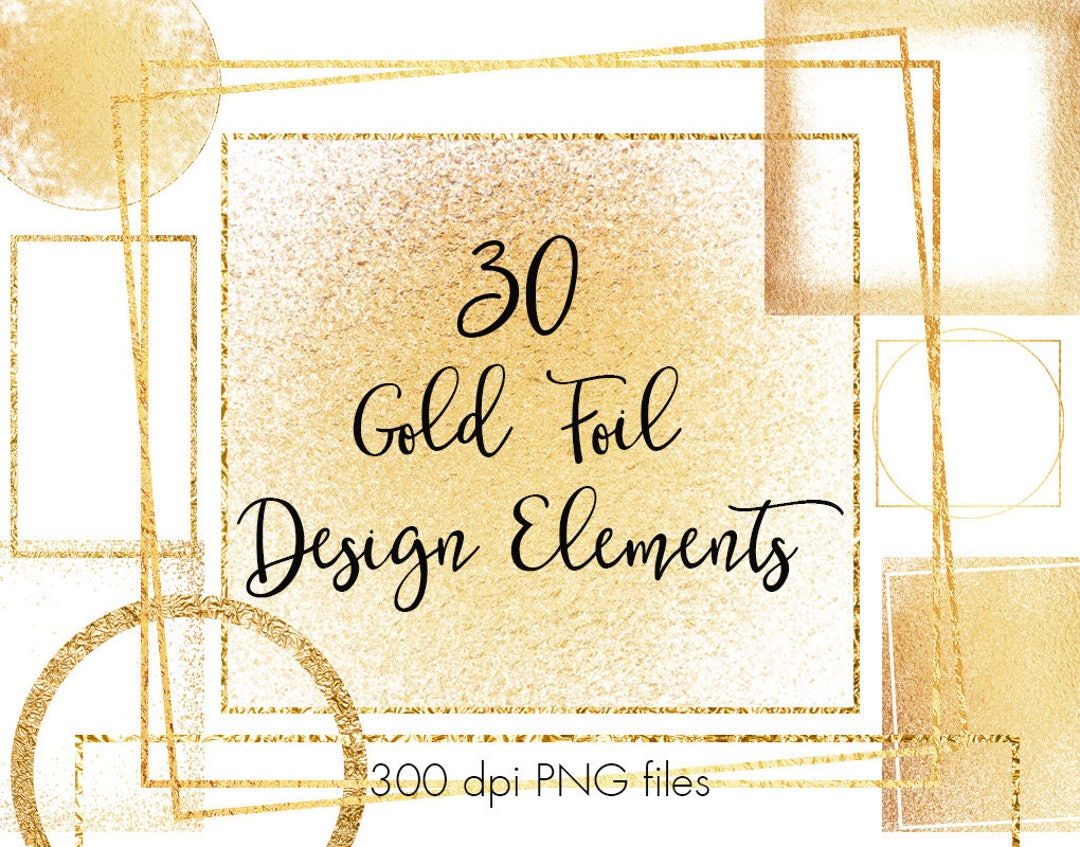Gold Design Elements Clipart, Metallic Gold Foil Elements, Gold Shapes ...
