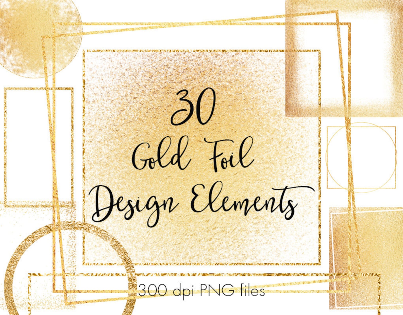 Gold Design Elements Clipart Metallic Gold Foil Elements - Etsy