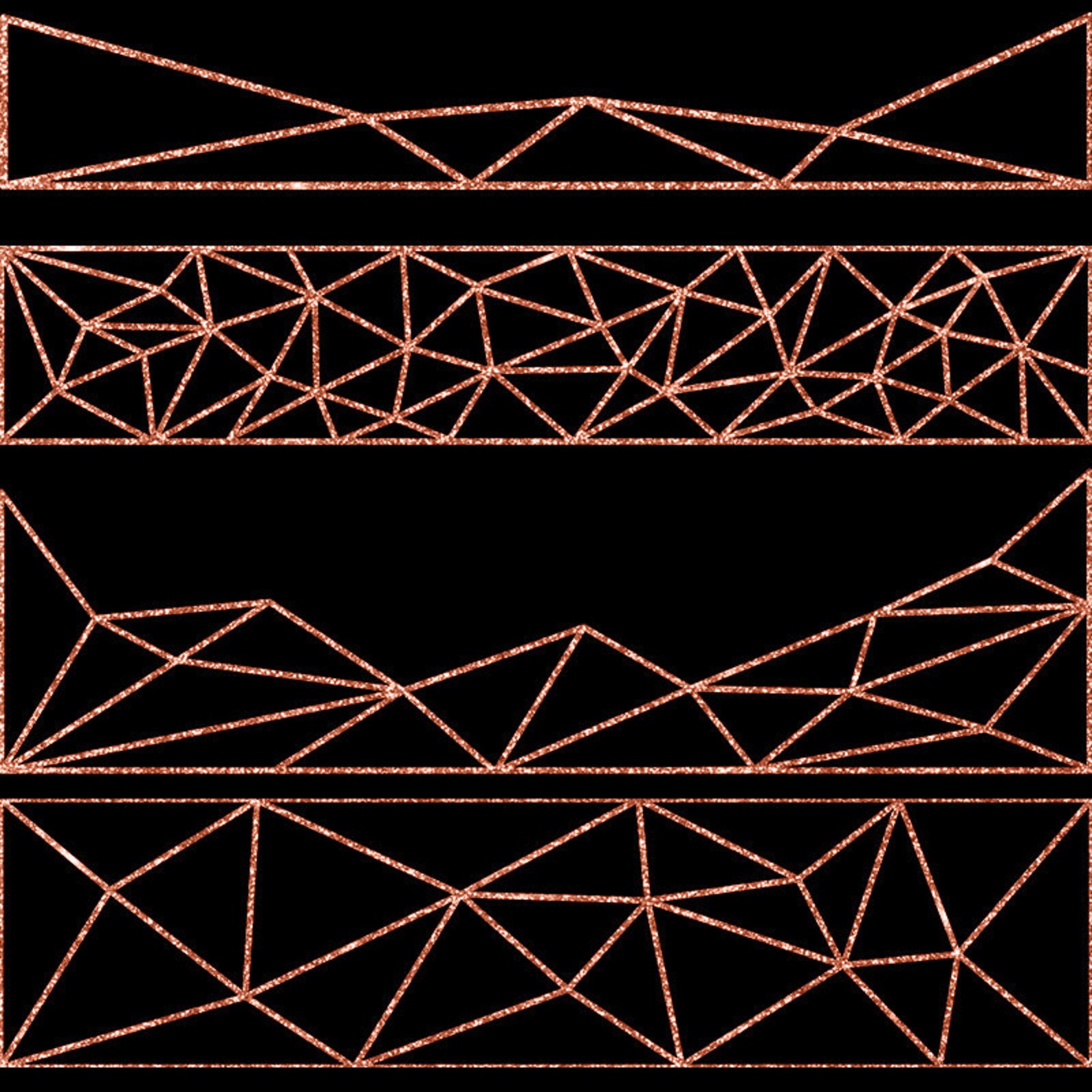 Rose Gold Geometric Borders Clipart, Rose Gold Border Overlays, Rose ...