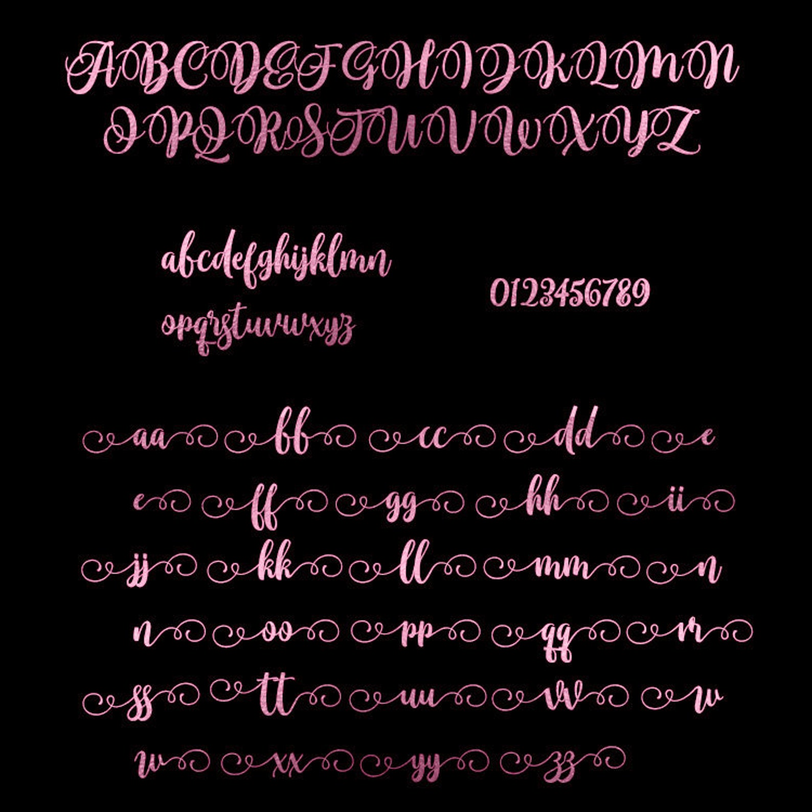 Pink Metallic Alphabet Clipart Pink Font Clipart Pink Foil - Etsy