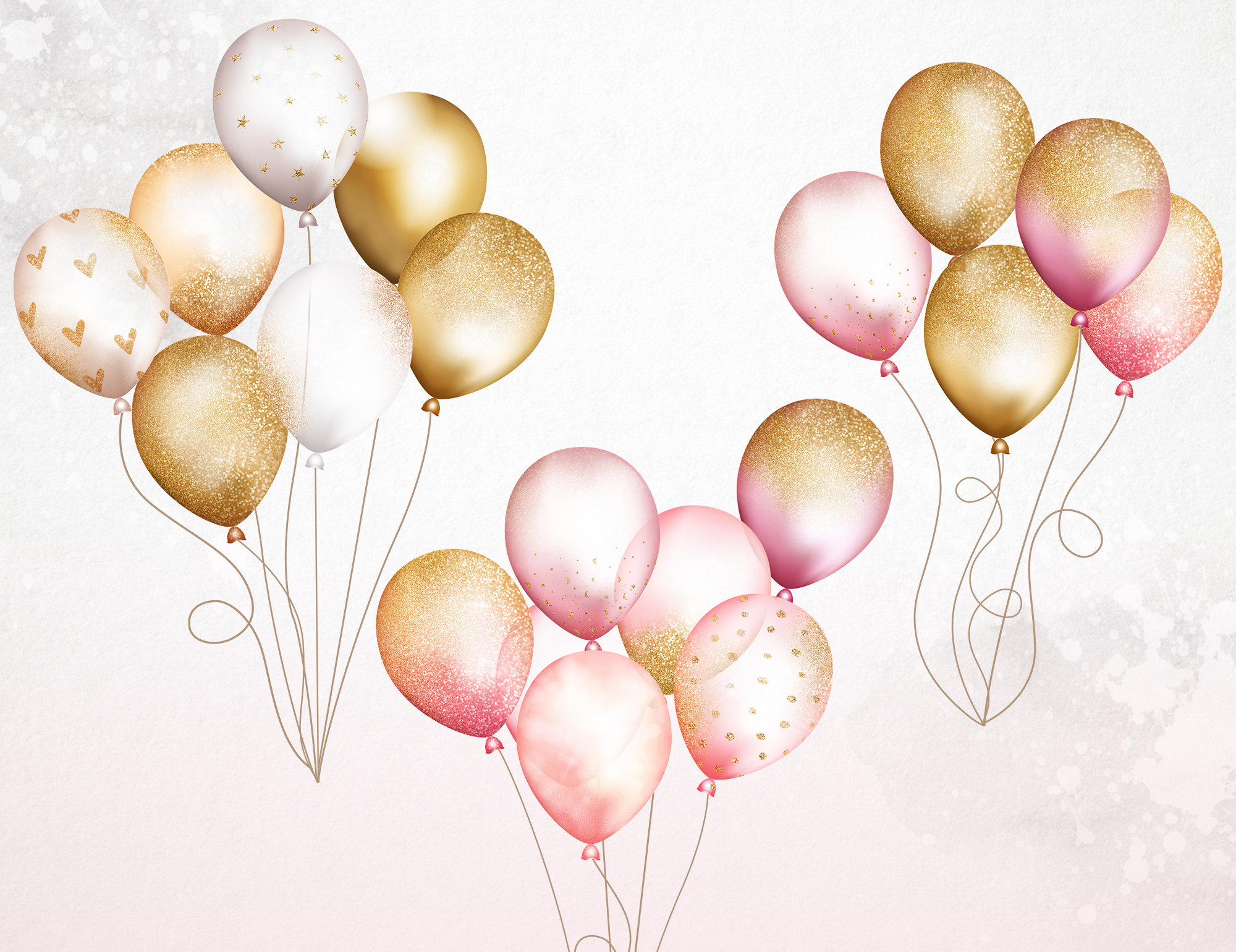 Pink and Gold Balloon Clipart Gold Balloons Pink Balloons - Etsy