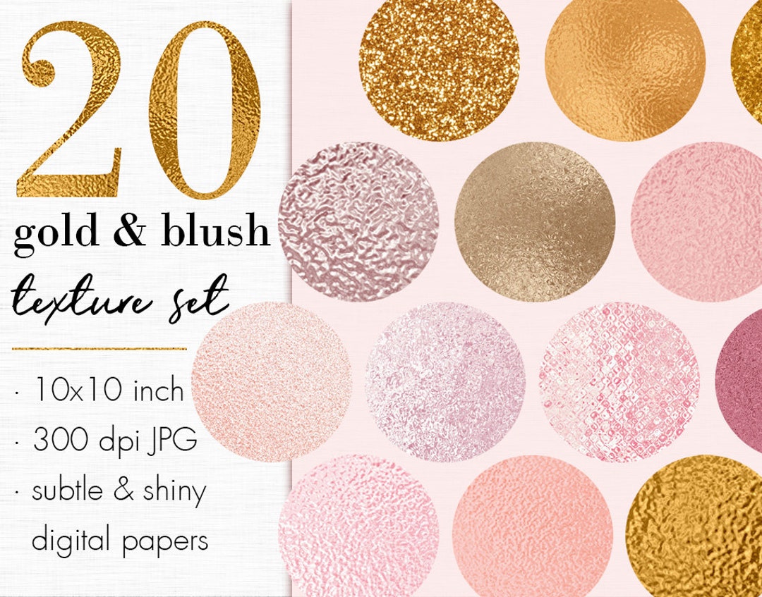 Blush and Gold Texture Set, Blush Digital Paper, Gold Digital Paper ...