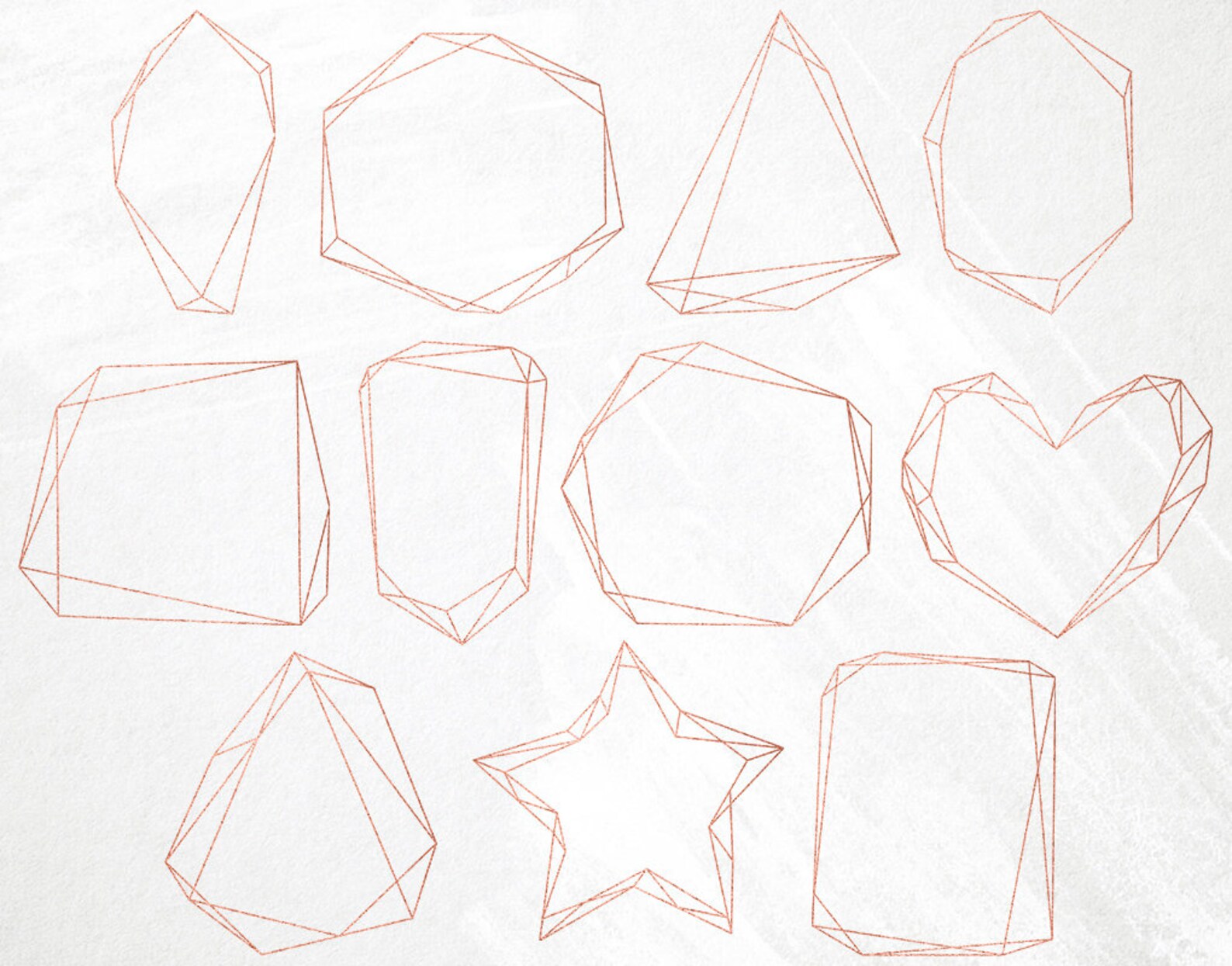 Rose Gold Crystal Frames Clipart, Rose Gold Geometric Frames Clip Art ...