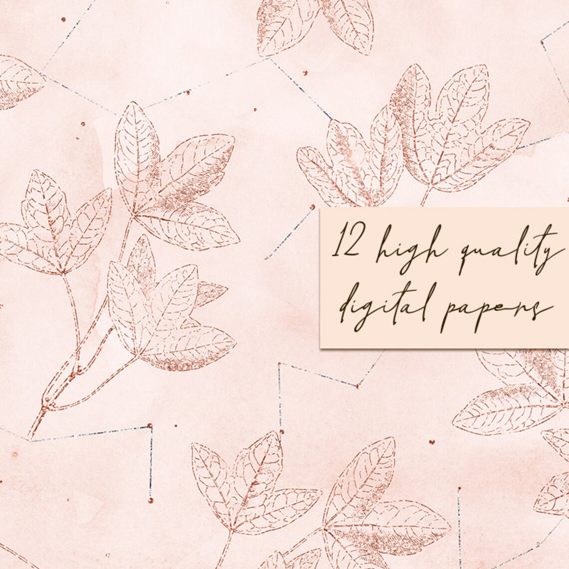 Rose Gold Paper Pack, Rose Gold Digital Paper Clipart, Rose Gold ...